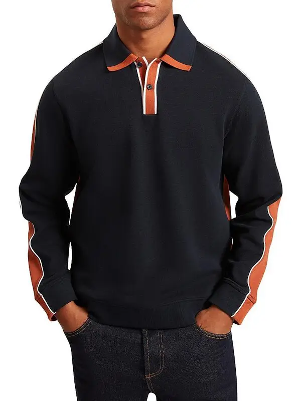 Ted Baker London Jarrad Long Sleeve Two Tone Polo - Navy