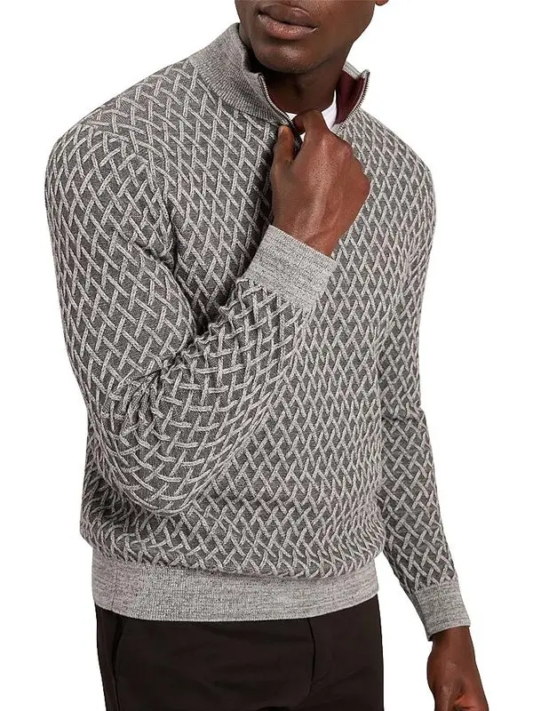 Ted Baker London Dammon T Stitch Funnel Neck Zip Pullover - Grey