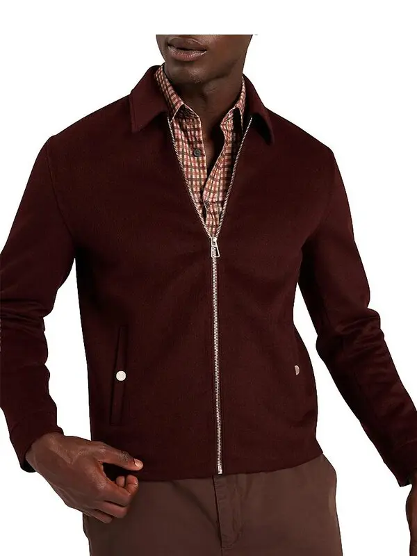 Ted Baker London Antwrp Splitable Wool Blend Harrington Jacket - Maroon