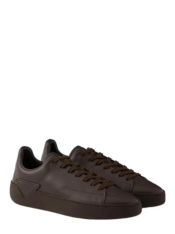 Prada Court Leather Sneakers - Coffee