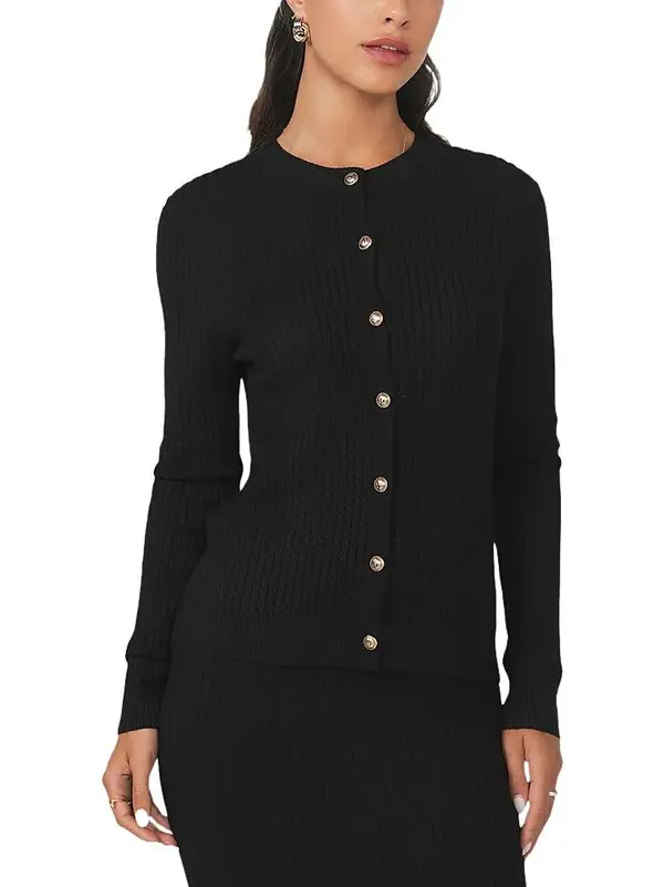 POINT Twisted Cable Knit Cardigan - Black