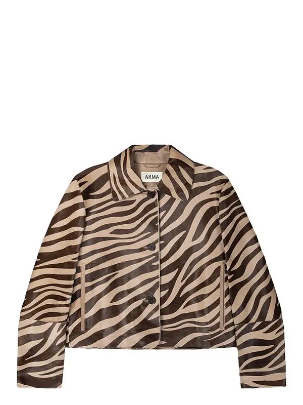 ARMA Emy Cavallino Print Leather Jacket - Zebra