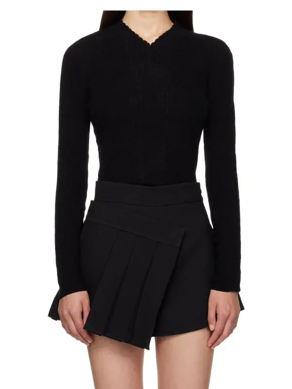 SHUSHU/TONG V-neck Knitted Sweater - Black