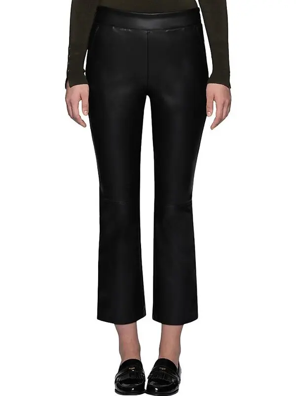 Hue Faux Leather Cropped Leggings - Black