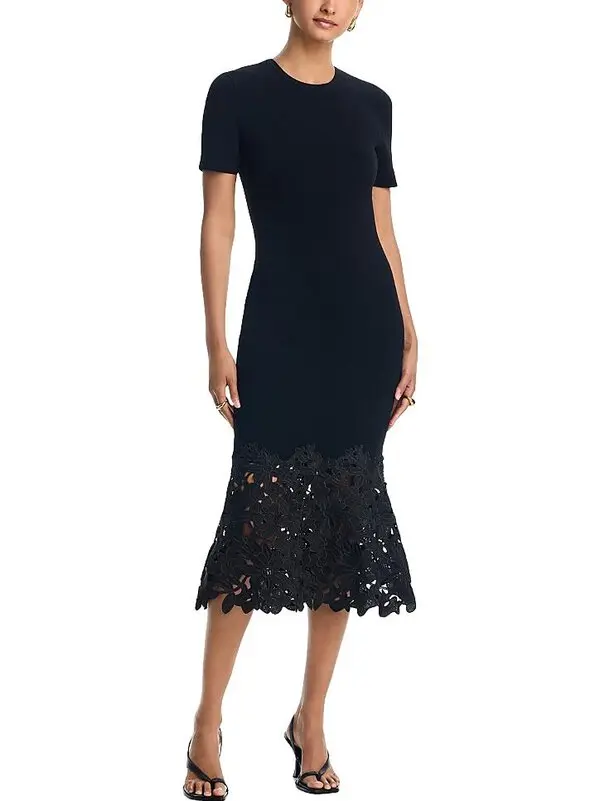 MILLY Halle Knit Midi Dress - Black