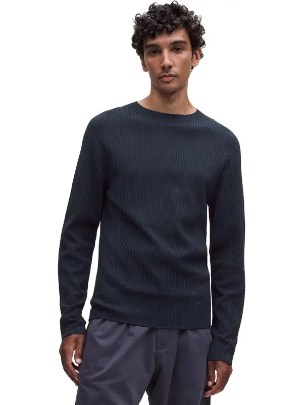 Lululemon Rib-knit Slim-fit Long-sleeve Shirt - True Navy