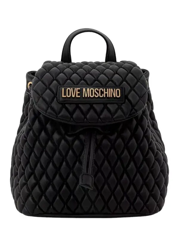 Moschino Quilted Logo-plaque Backpack - Black