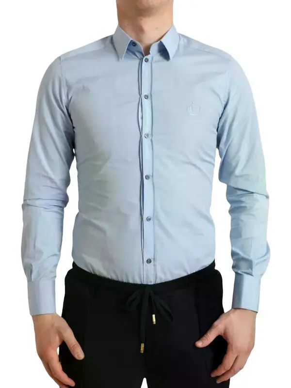 Dolce & Gabbana Crown-embroidered Shirt - Blue