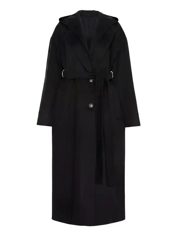 Sportmax Olmo Hooded Belted Coat - Black
