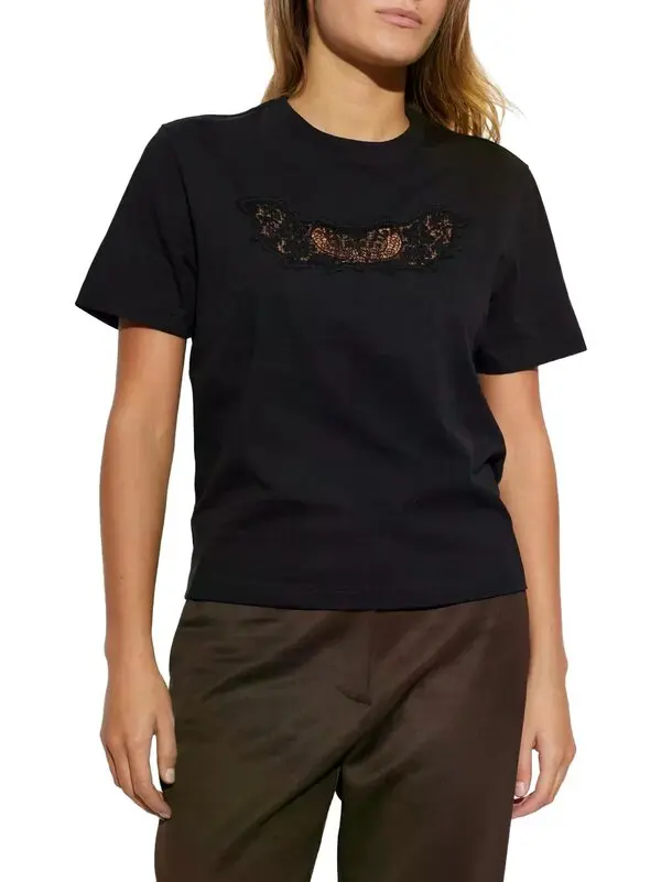 Alexander McQueen Lace-patchwork T-shirt - Black
