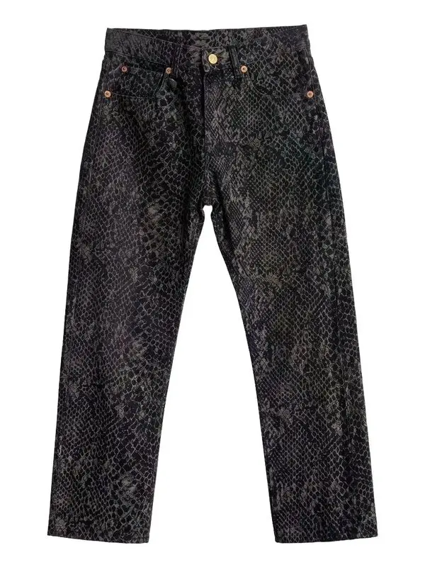 R13 Snake-jacquard Jeans - Black