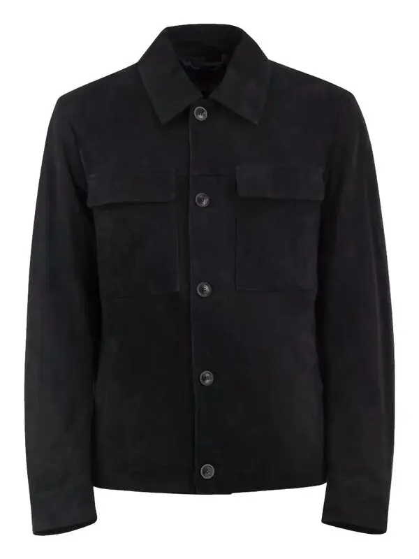 Herno Bottom-down Suede Jacket - Blue