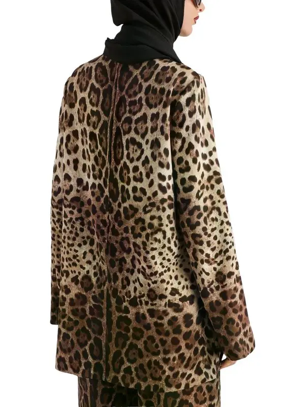 Dolce & Gabbana Leo-print Charmeuse Top - Neutrals