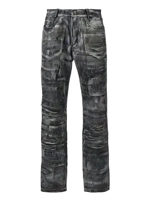 424 Distressed Leather Trousers - Grey