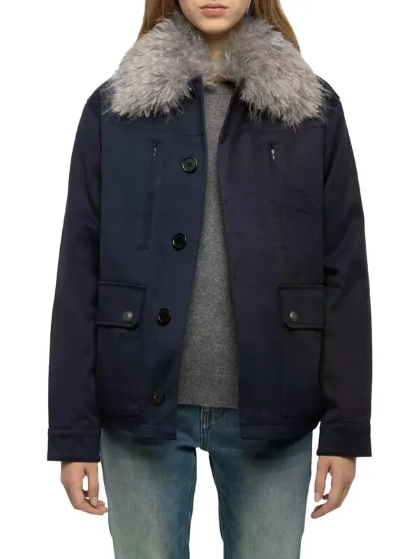 Zadig&Voltaire Faux-fur Collar Cotton Coat - Blue