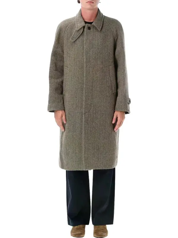 TONYWACK Herringbone-pattern Raglan-sleeve Coat - Neutrals