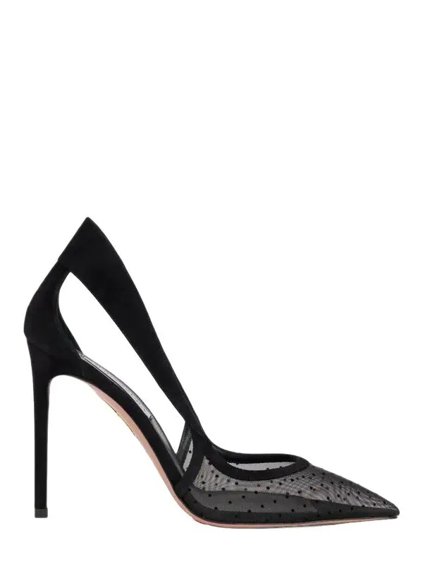 AQUAZZURA Mesh-panelled Suede Pumps - Black