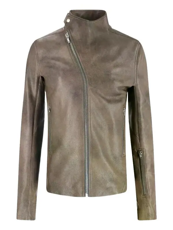 Rick Owens Asymmetric Leather Jacket - Brown