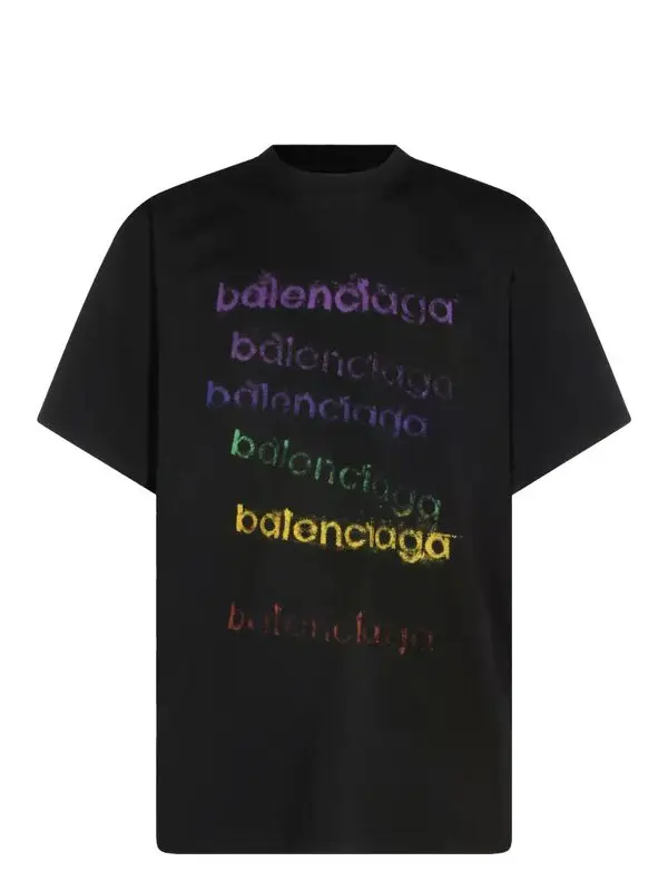 Balenciaga Logo-print Dropped-shoulder T-shirt - Black