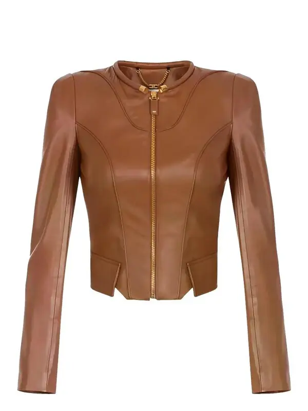 Elisabetta Franchi Leather Jacket - Brown