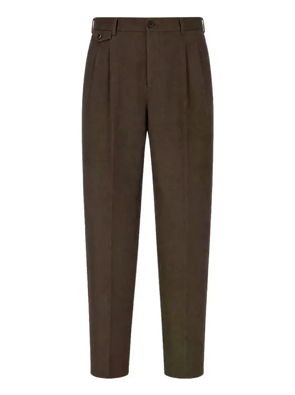PT TORINO Pleated Twill Trousers - Brown