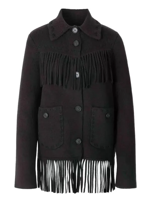 Guest In Residence Fringe-trimmed Whipstitch Cardigan - Brown
