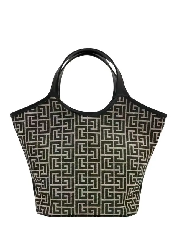 Balmain Monogram-pattern Leather Tote Bag - Black