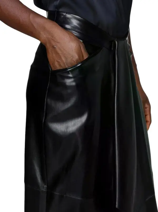 HANITA Draped Faux-leather Skirt - Black