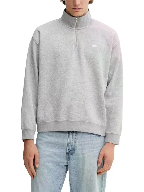 LEVI'S Quarter-zip Logo-patch Sweatshirt - Grey