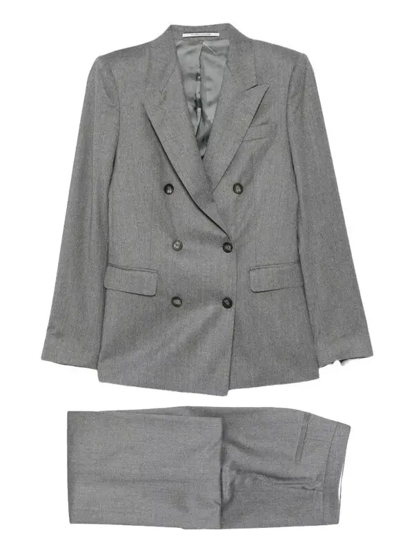 Tagliatore Double-breasted Wide-leg Suit - Grey