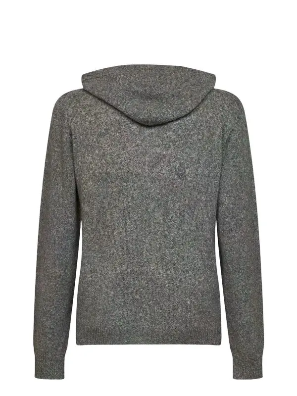 ROBERTO COLLINA Marl-knit Hoodie - Grey