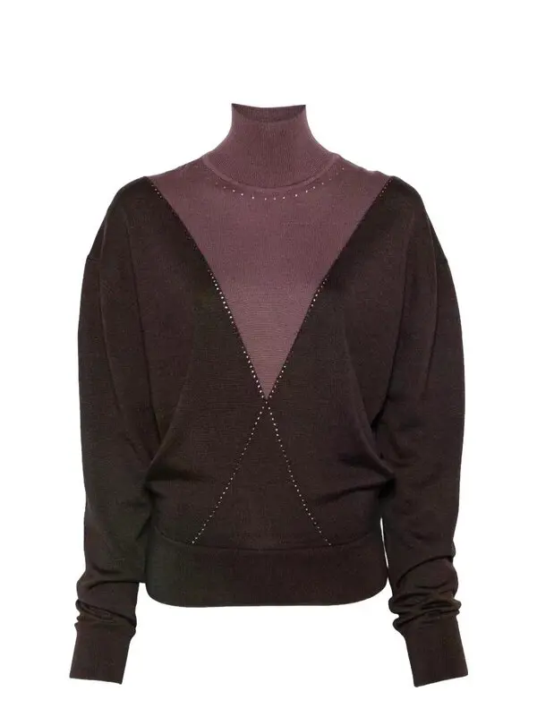 Rabanne Colour-block High-neck Sweater - Brown
