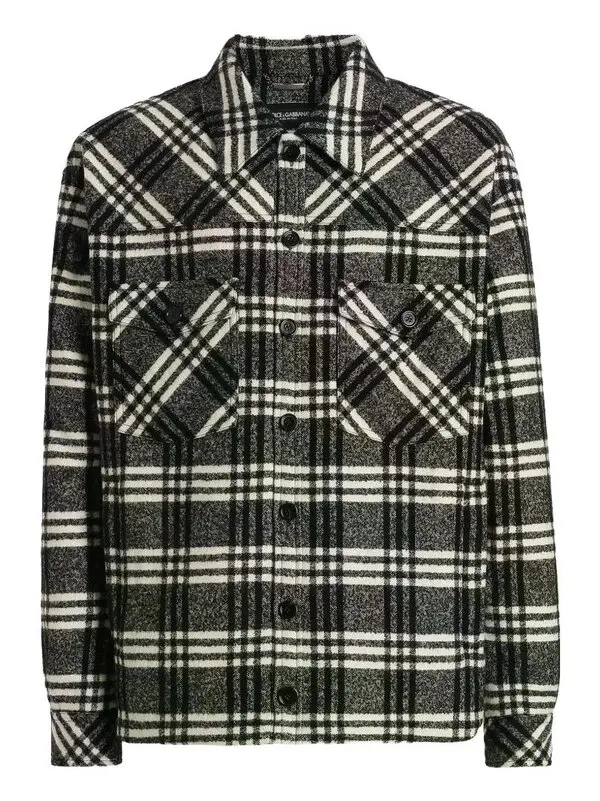 Dolce & Gabbana Check Wool Blend Shirt Jacket - Black