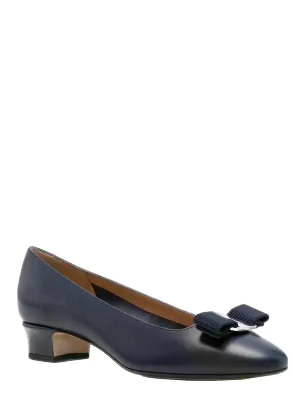 FERRAGAMO Bow-detail Leather Pumps - Blue