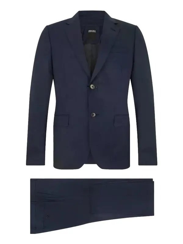 Zegna Single-breasted Notched-lapels Suit - Blue