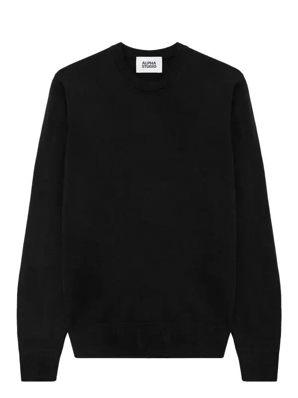 Alpha Studio Crew-neck Wool Sweater - Black