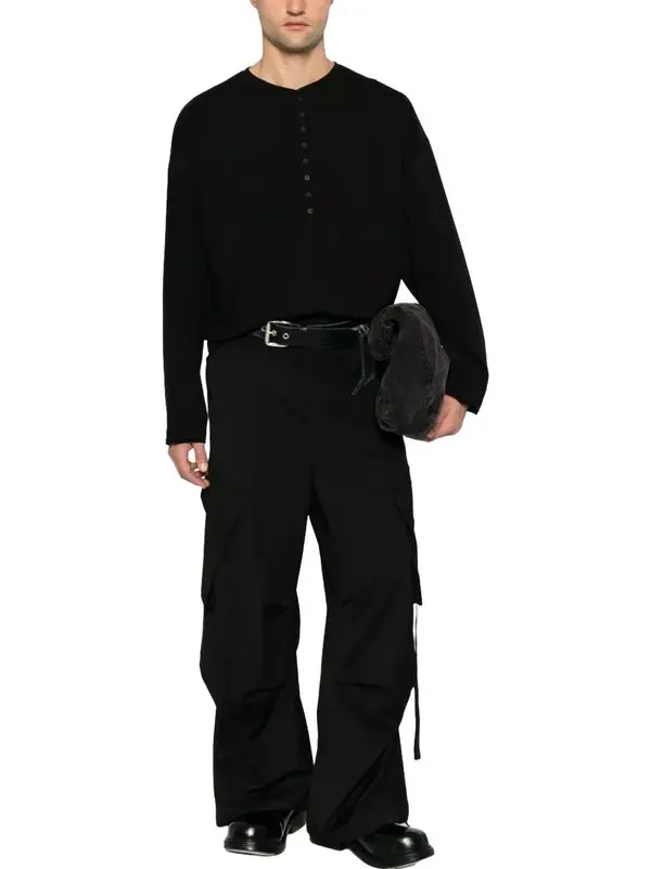Isabel Benenato Button-placket Raw-edge Sweater - Black