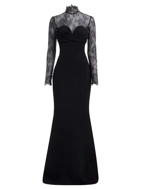 Elie Saab Lace-panelled Maxi Dress - Black
