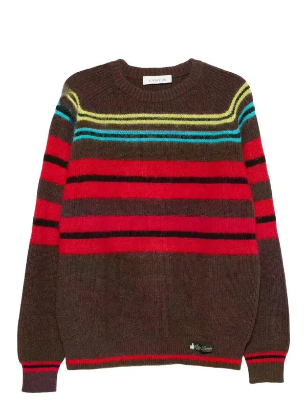 LANVIN Long-sleeve Striped Sweater - Brown