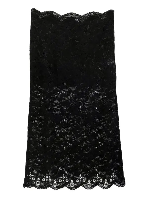 Rabanne Eyelet-embellished Lace Skirt - Black