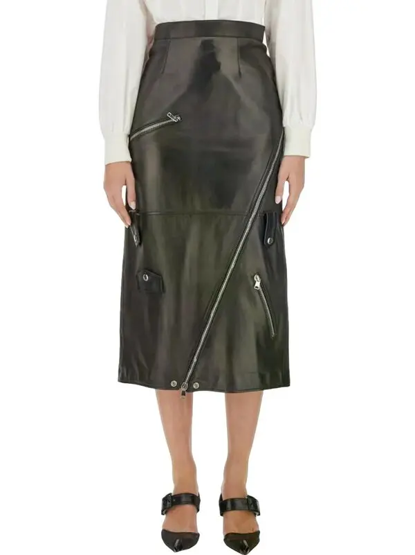 Alexander McQueen Zip Midi Skirt - Black