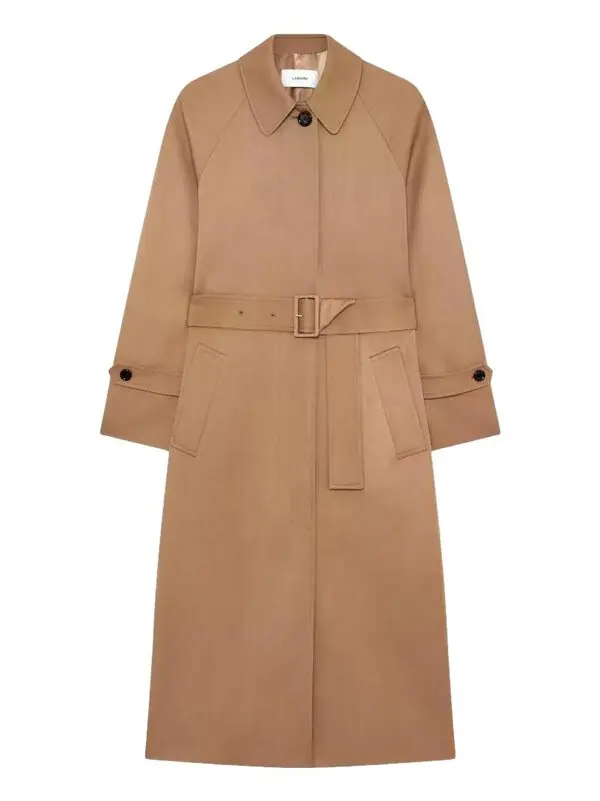 LARDINI Belted Wool Trench Coat - Neutrals