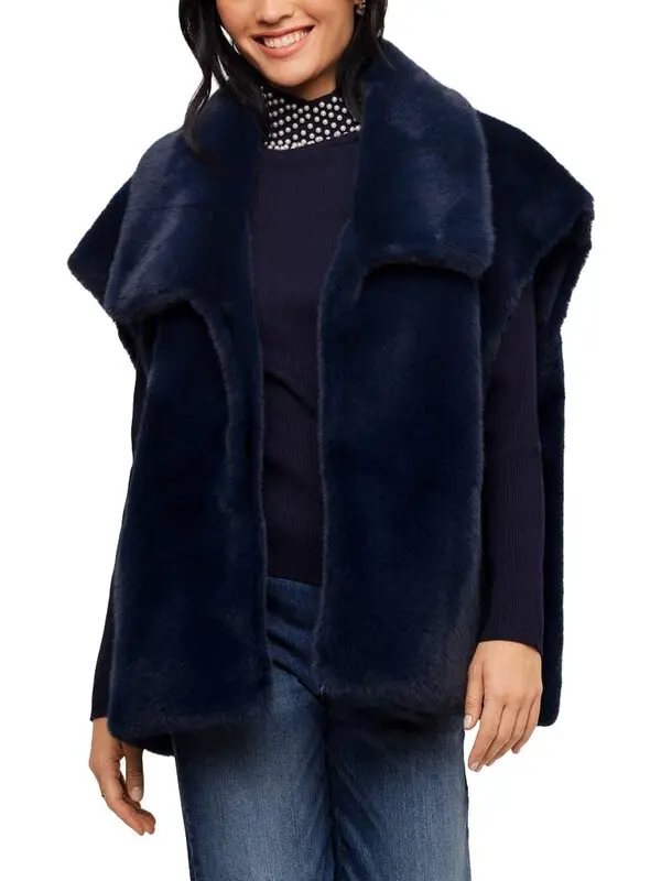 Karen Kane Faux Fur Vest - Navy