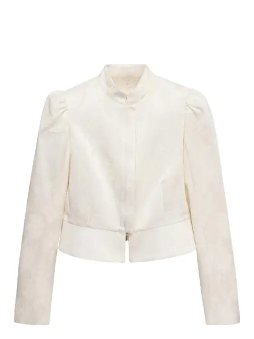 Mango Band Collar Jacquard Jacket - Ecru