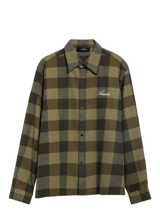 Amiri Heavy Cotton Flannel Shirt - Deep Olive
