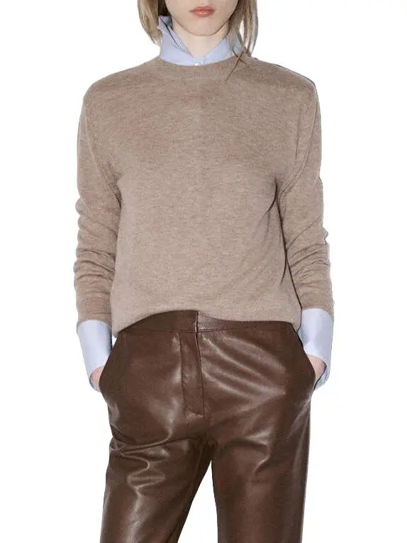 Mango Round Neck Wool Sweater - Medium Brown