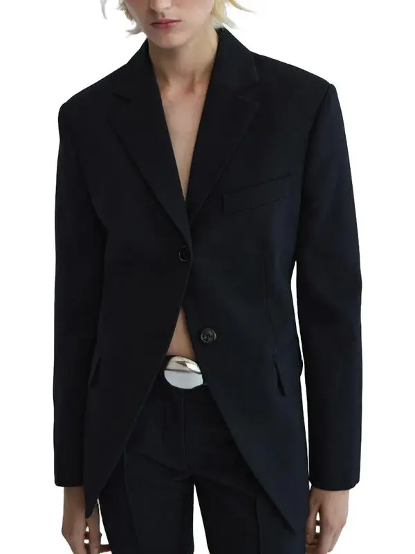 Mango Fitted Wool Blend Jacket - Black