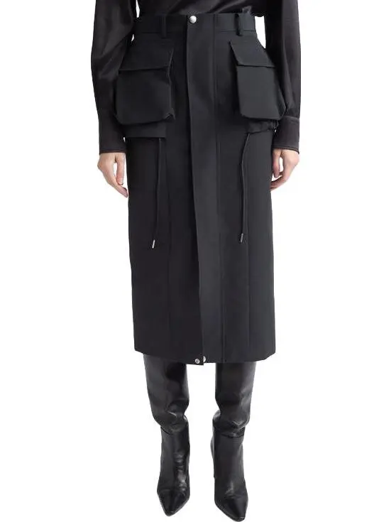 Sacai Grosgrain Bonding Midi Skirt - Black