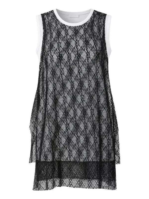 Y’s Lace-overlay Sleeveless Vest - Black