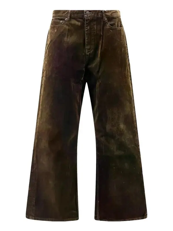 TONYWACK Velvet-effect Straight-leg Trousers - Brown